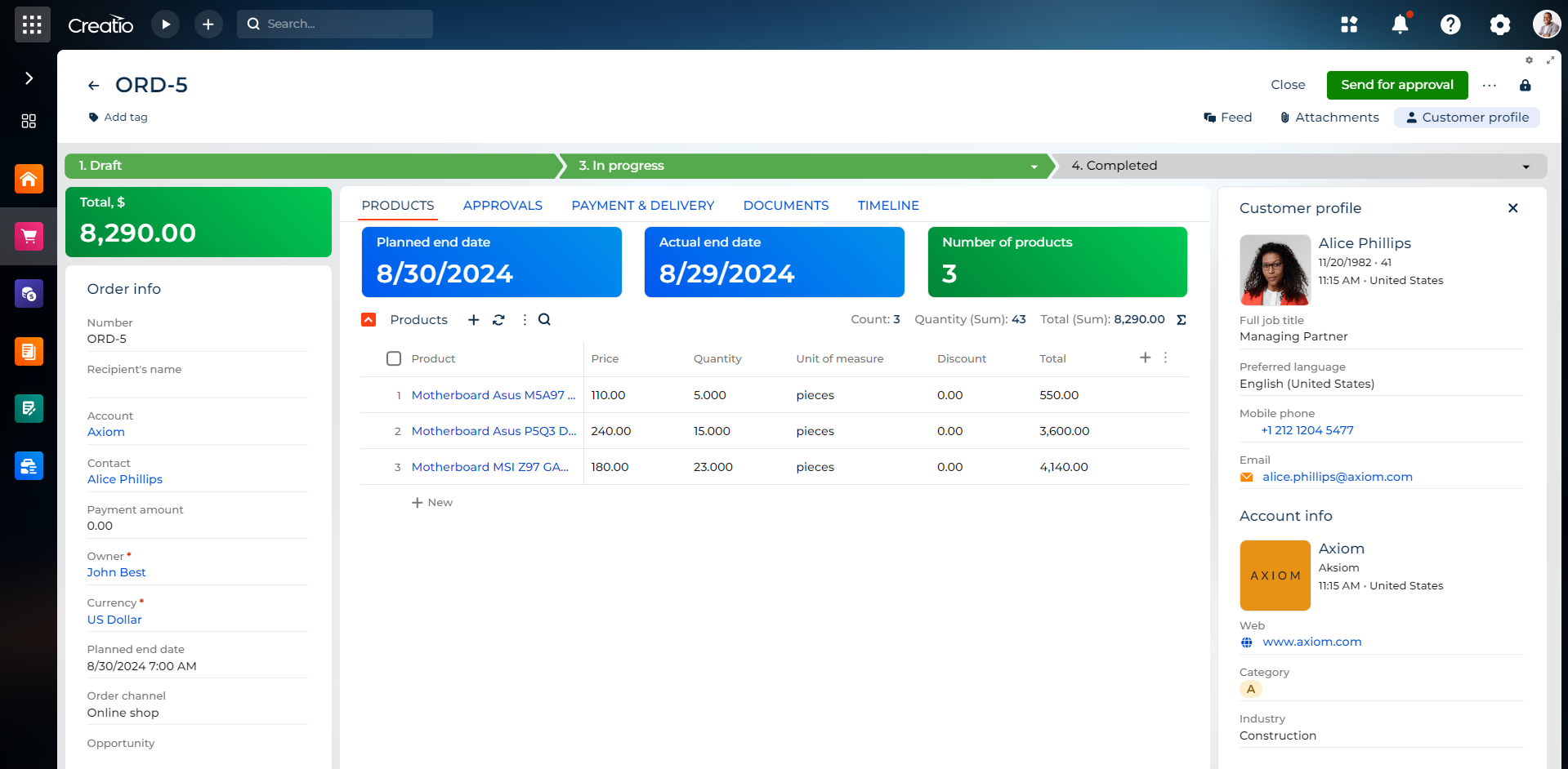 Order and Contract Management | Creatio Marketplace